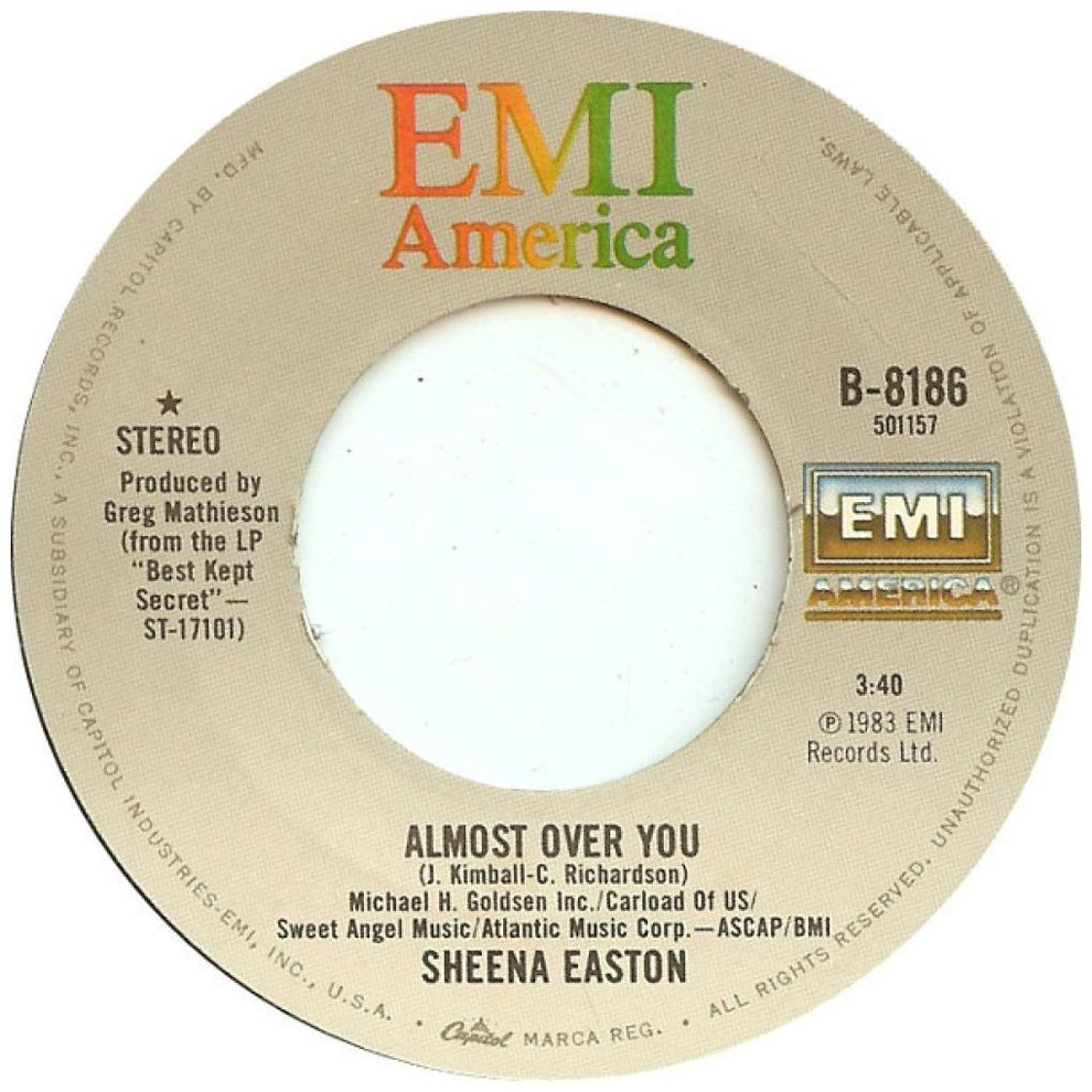 SHEENA EASTON - ALMOST OVER YOU | 7" SINGLE USADO – Hitway Music ...